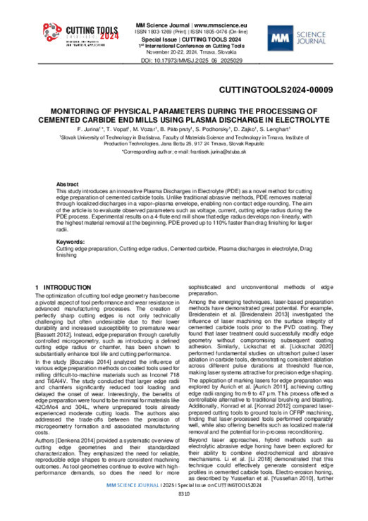 MONITORING OF PHYSICAL PARAMETERS DURING THE PROCESSING OF CEMENTED ...
