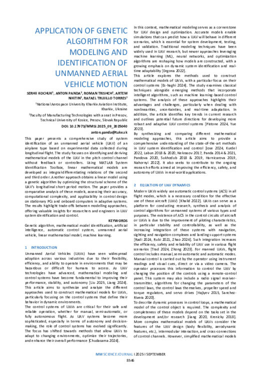 APPLICATION OF GENETIC ALGORITHM FOR MODELING AND IDENTIFICATION OF ...