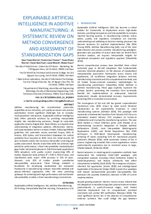 EXPLAINABLE ARTIFICIAL INTELLIGENCE IN ADDITIVE MANUFACTURING: A ...