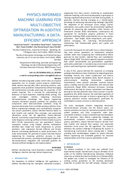 PHYSICS-INFORMED MACHINE LEARNING FOR MULTI-OBJECTIVE OPTIMIZATION IN ADDITIVE MANUFACTURING: A ...