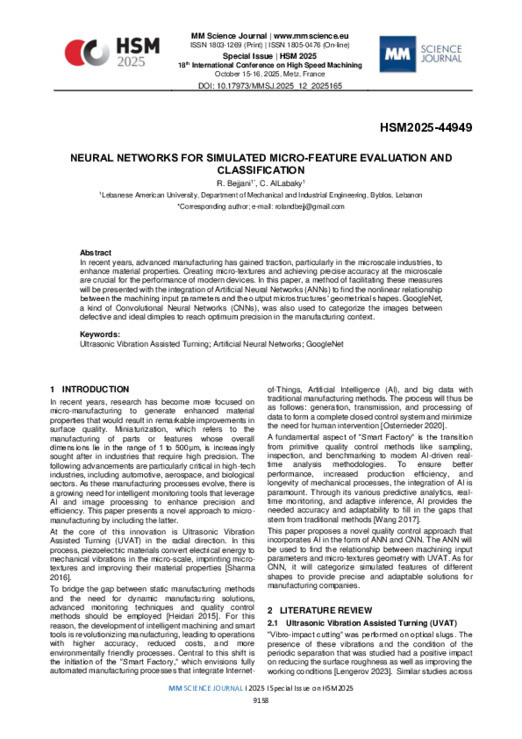 NEURAL NETWORKS FOR SIMULATED MICRO-FEATURE EVALUATION AND ...