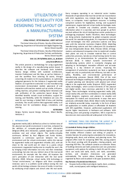 UTILIZATION OF AUGMENTED REALITY FOR DESIGNING THE LAYOUT OF A ...