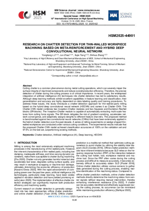 RESEARCH ON CHATTER DETECTION FOR THIN-WALLED WORKPIECE MACHINING BASED ...